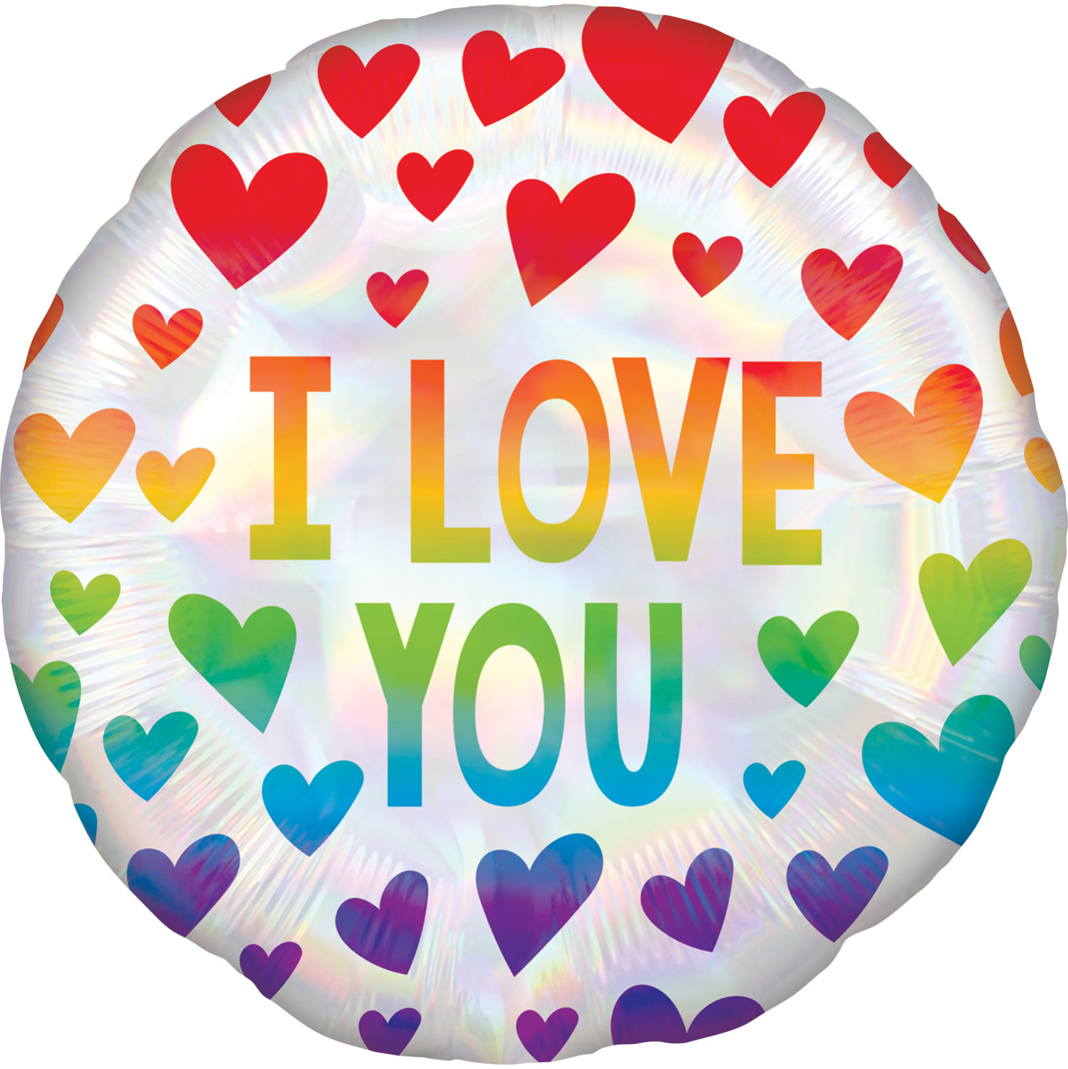 Rainbow Hearts Standard Holographic Iridescent Hx Foil Balloons S40 5